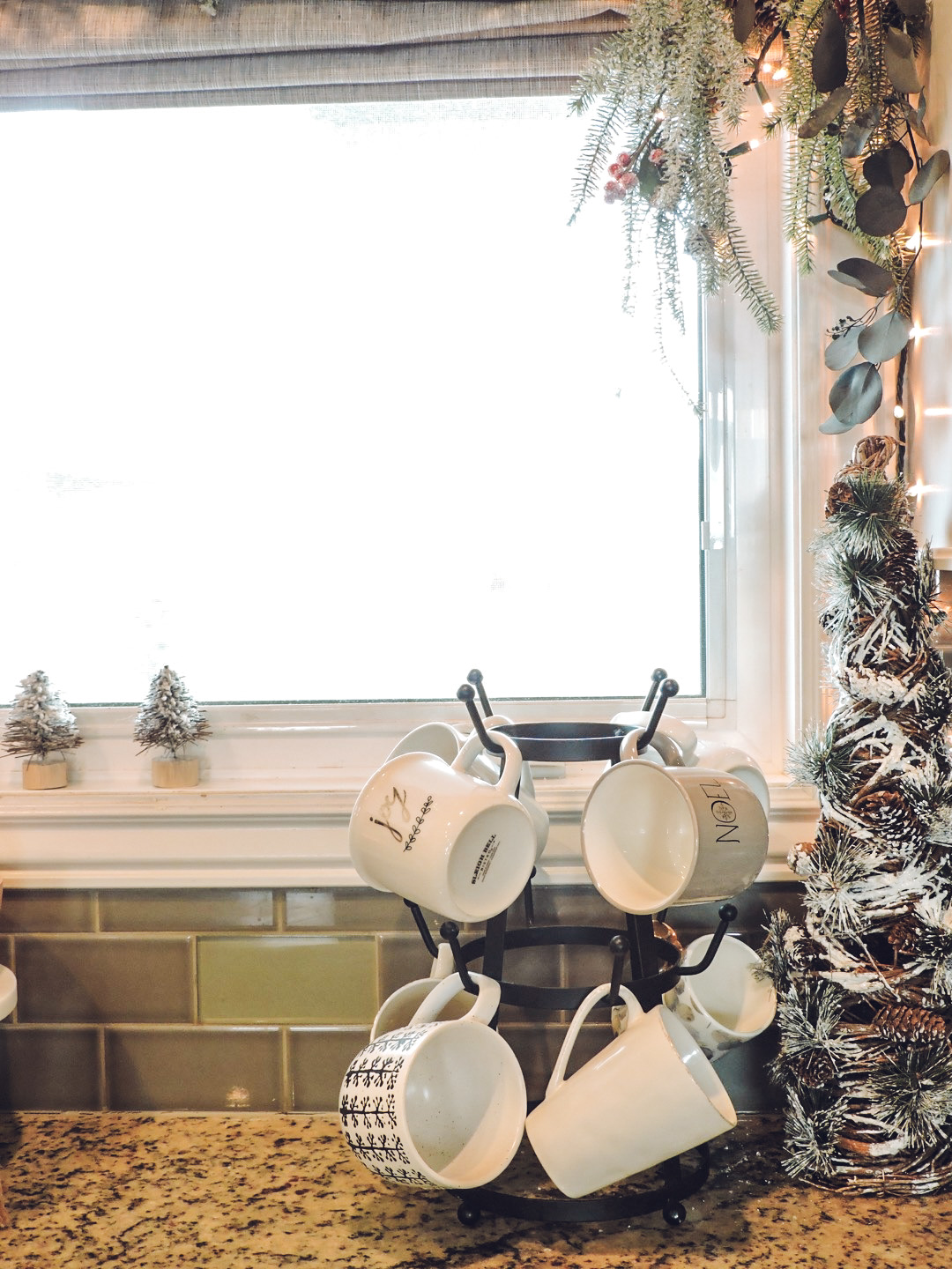 Christmas Garland Idea Over Kitchen Window - Berry Berry Quite Contrary