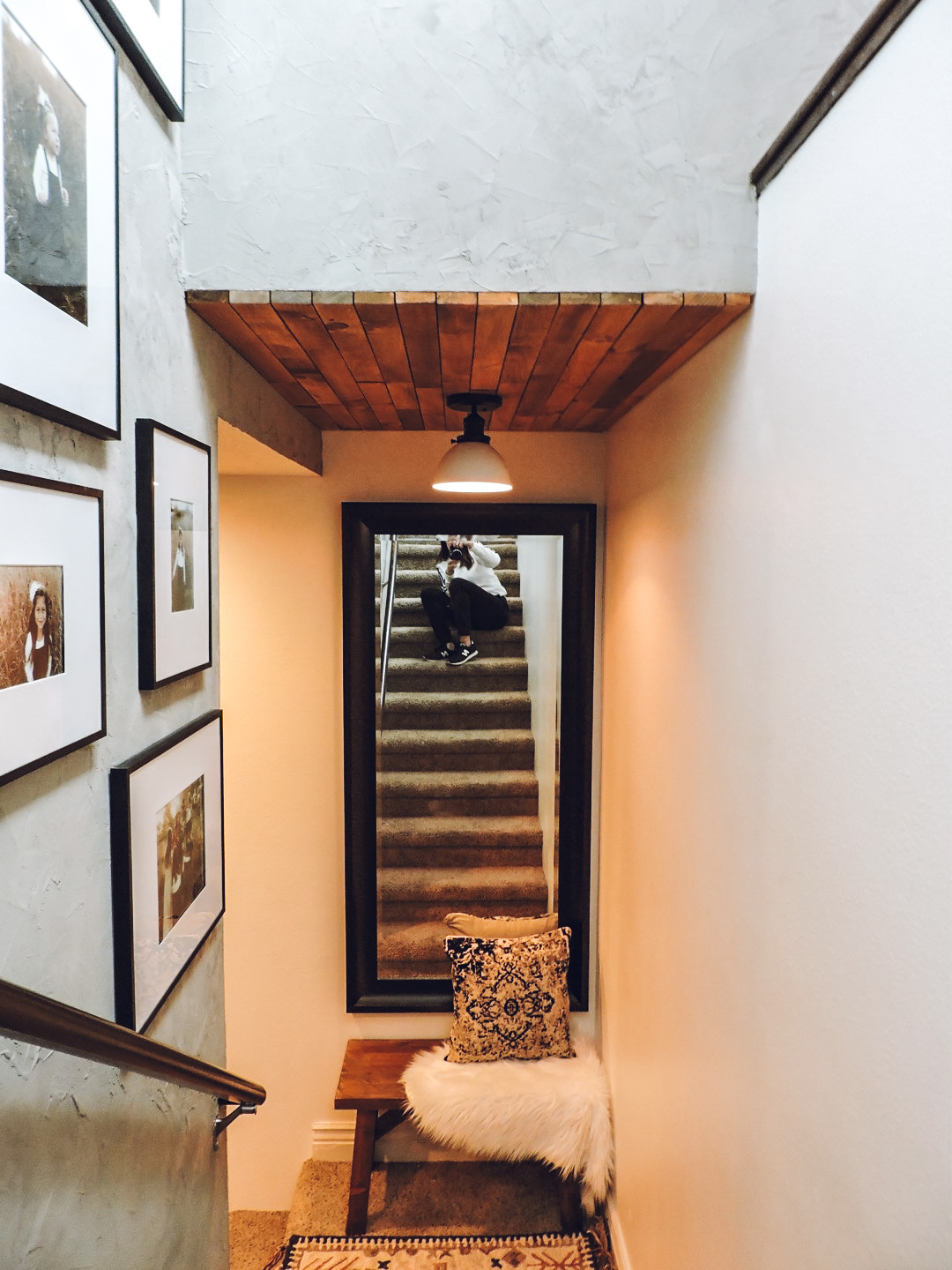 Staircase Landing Makeover with Board Ceiling Treatment - Berry Berry ...