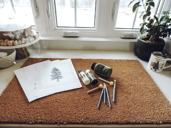 DIY Snowy Forest Christmas Doormat- Anthropologie Dupe - Berry Berry ...