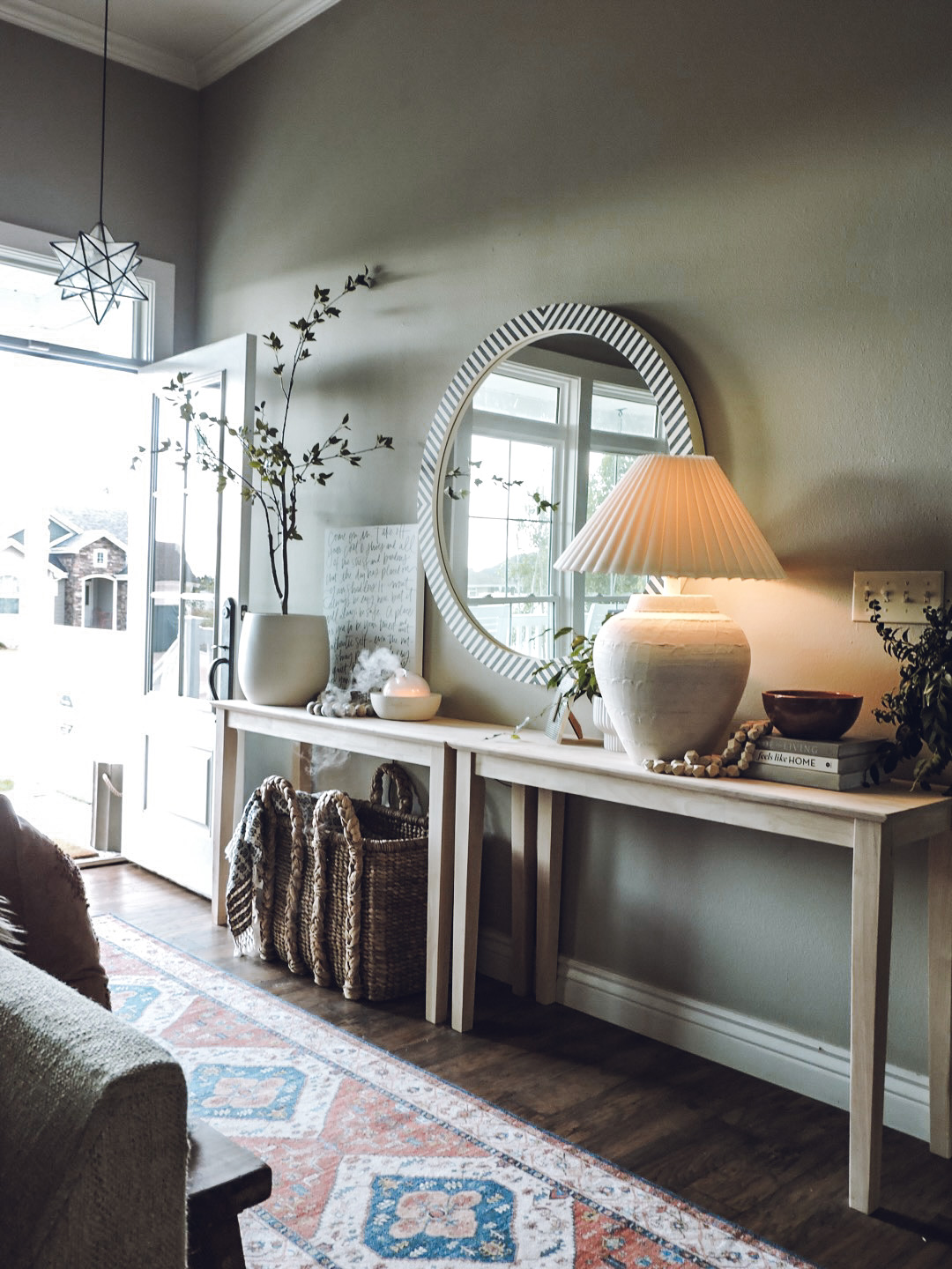 Long Narrow Entryway Idea – Two Console Tables Equals One - Berry Berry ...