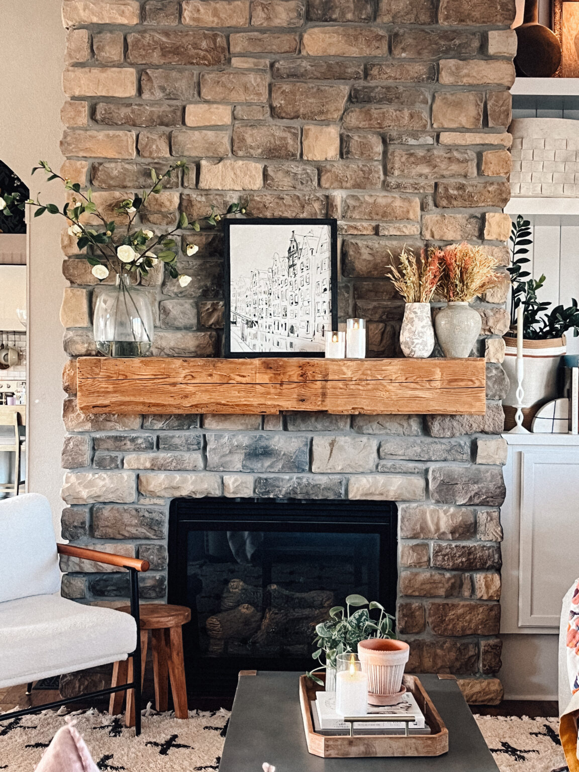 New Rustic Mantle on Fireplace - Berry Berry Quite Contrary