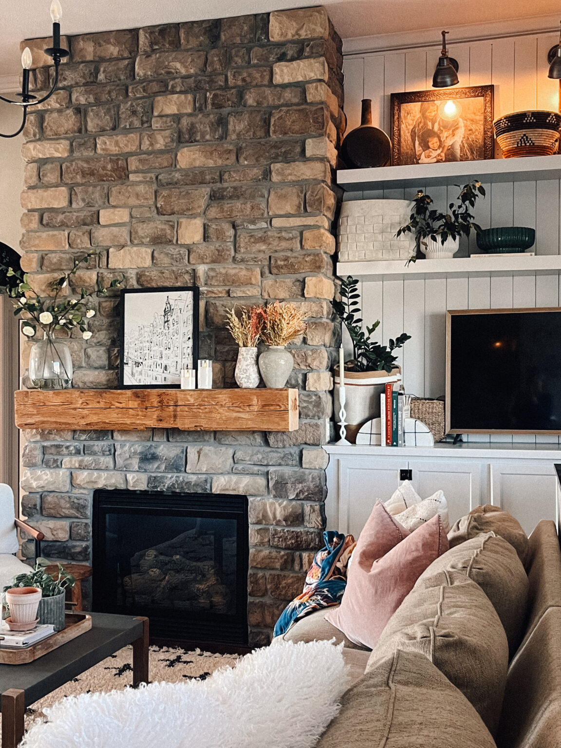 New Rustic Mantle on Fireplace - Berry Berry Quite Contrary