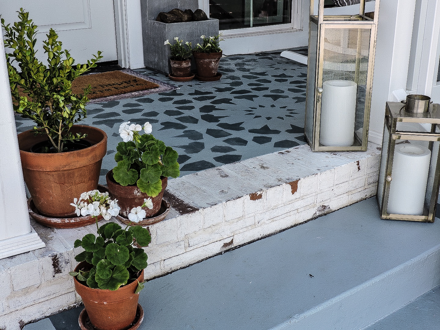 Stenciled Cement Front Porch Makeover with Royal Design Studio Stencils ...