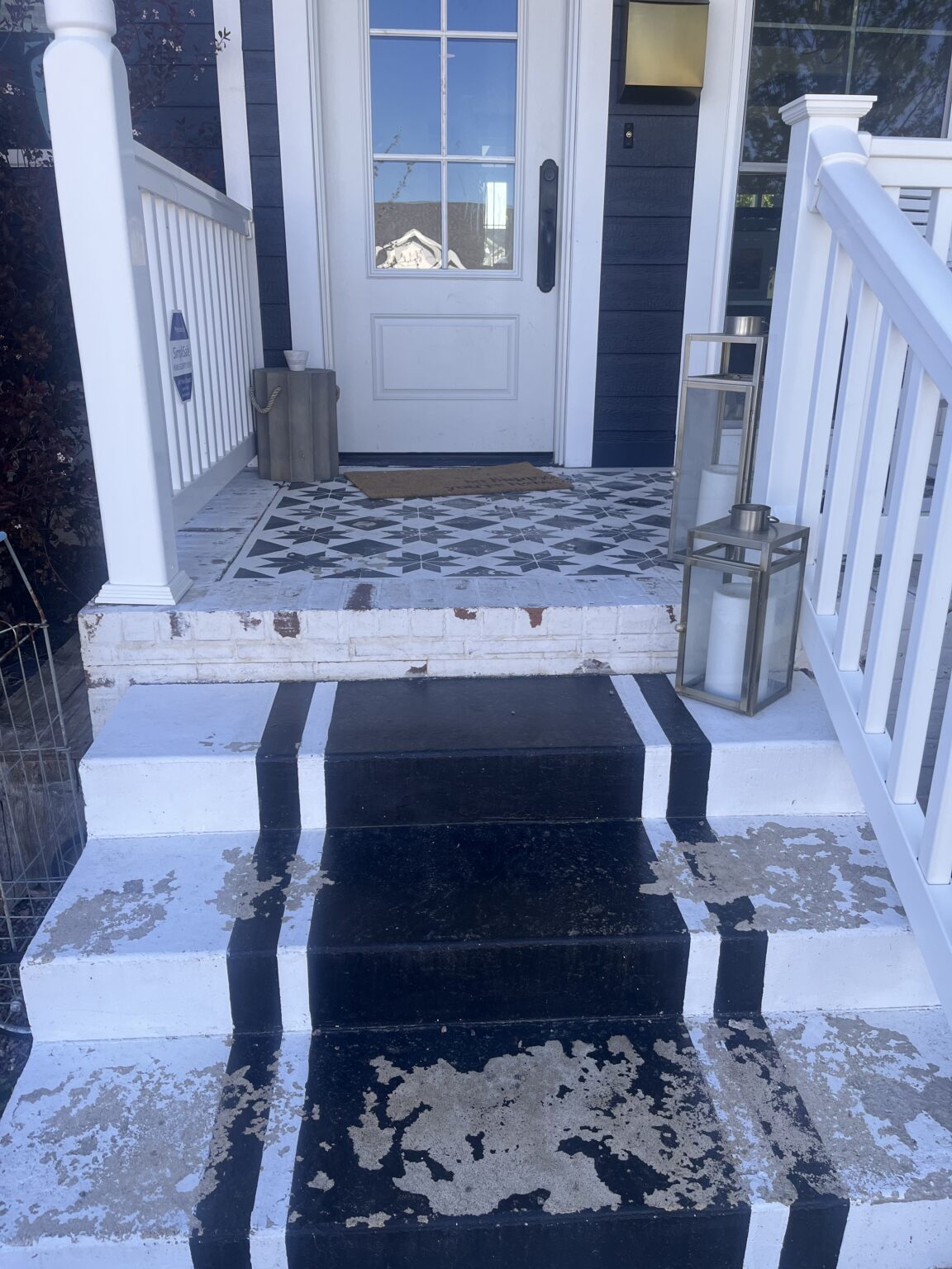Stenciled Cement Front Porch Makeover with Royal Design Studio Stencils ...